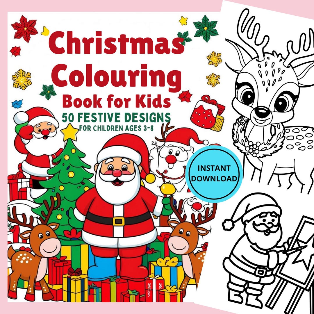 50 Christmas Coloring Pages for Kids (digital Download) Festive ...