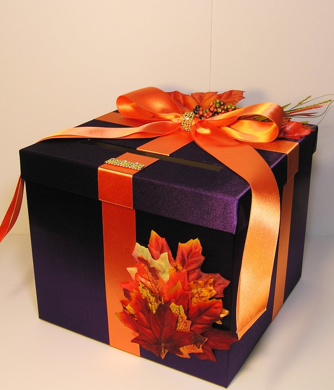 Fall Wedding Card Box: Eggplant Purple & Orange, Custom Made - Etsy