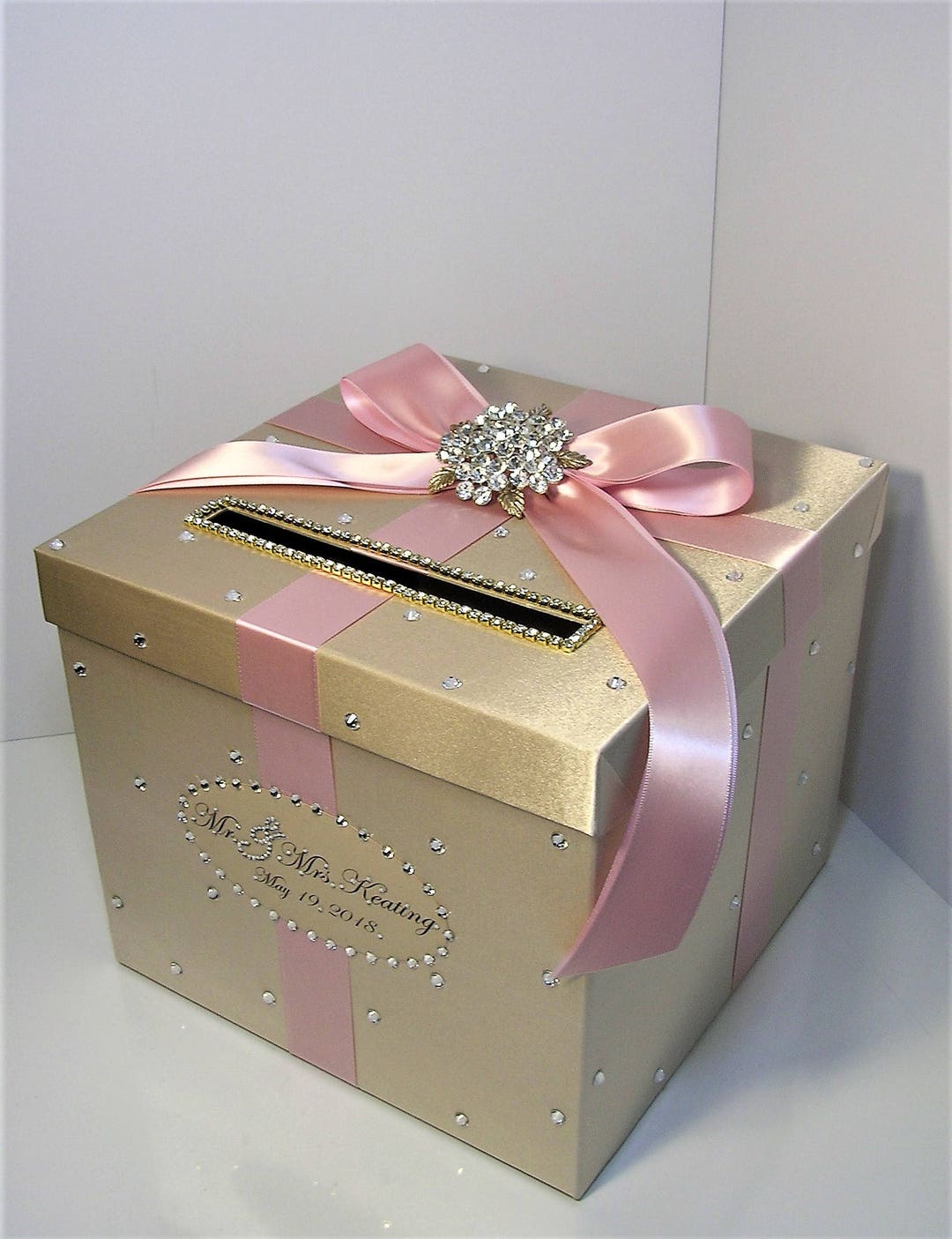 Wedding /quinceañera/sweet 16 Card Box/bat Mitzvah Champagne and Blush ...