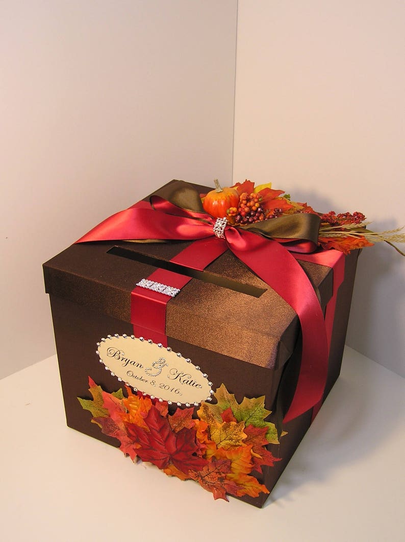 Fall Wedding Card Box: Eggplant Purple & Orange, Custom Made - Etsy