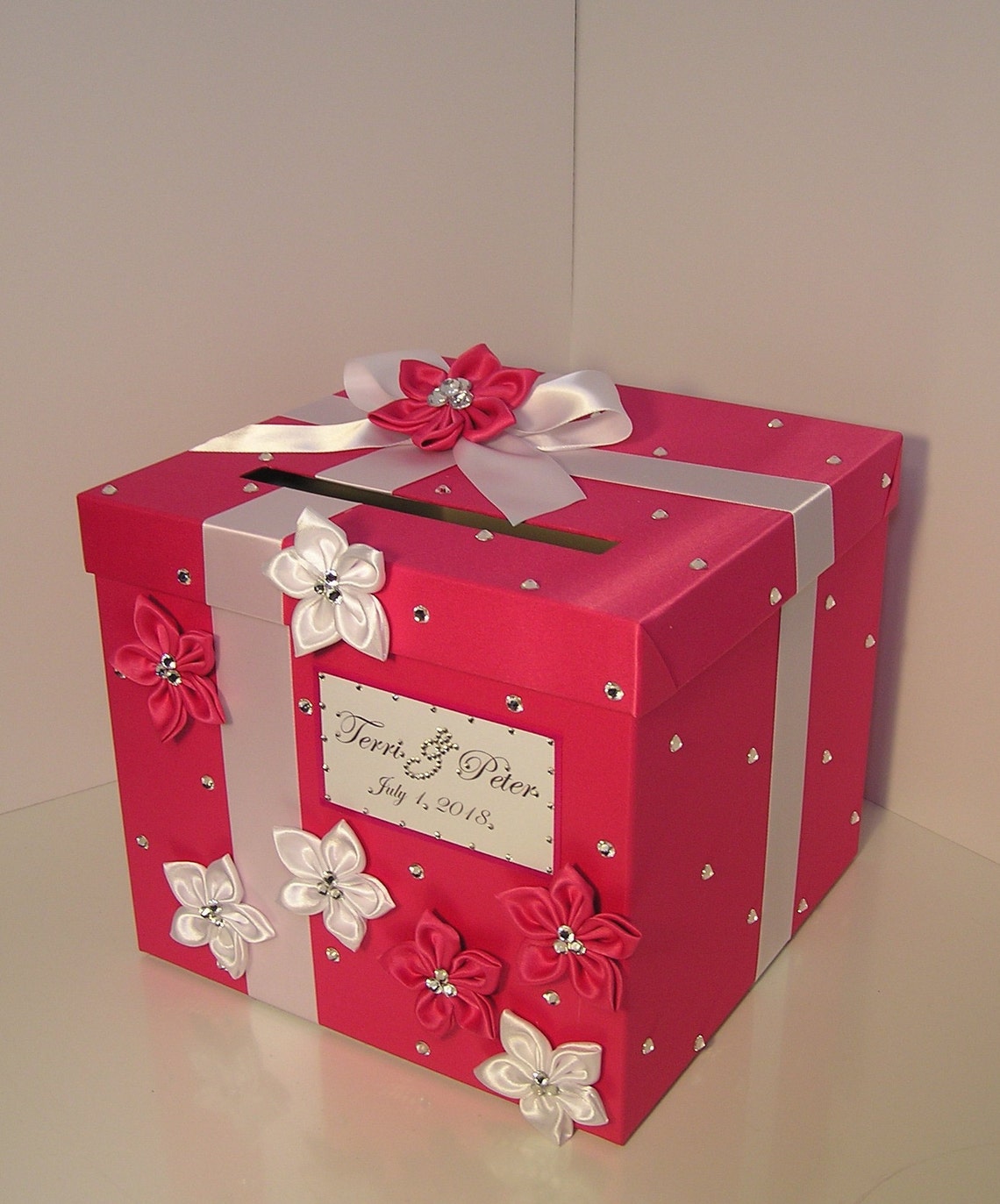 wedding-quincea-era-sweet-16-card-box-blue-gift-card-box-etsy