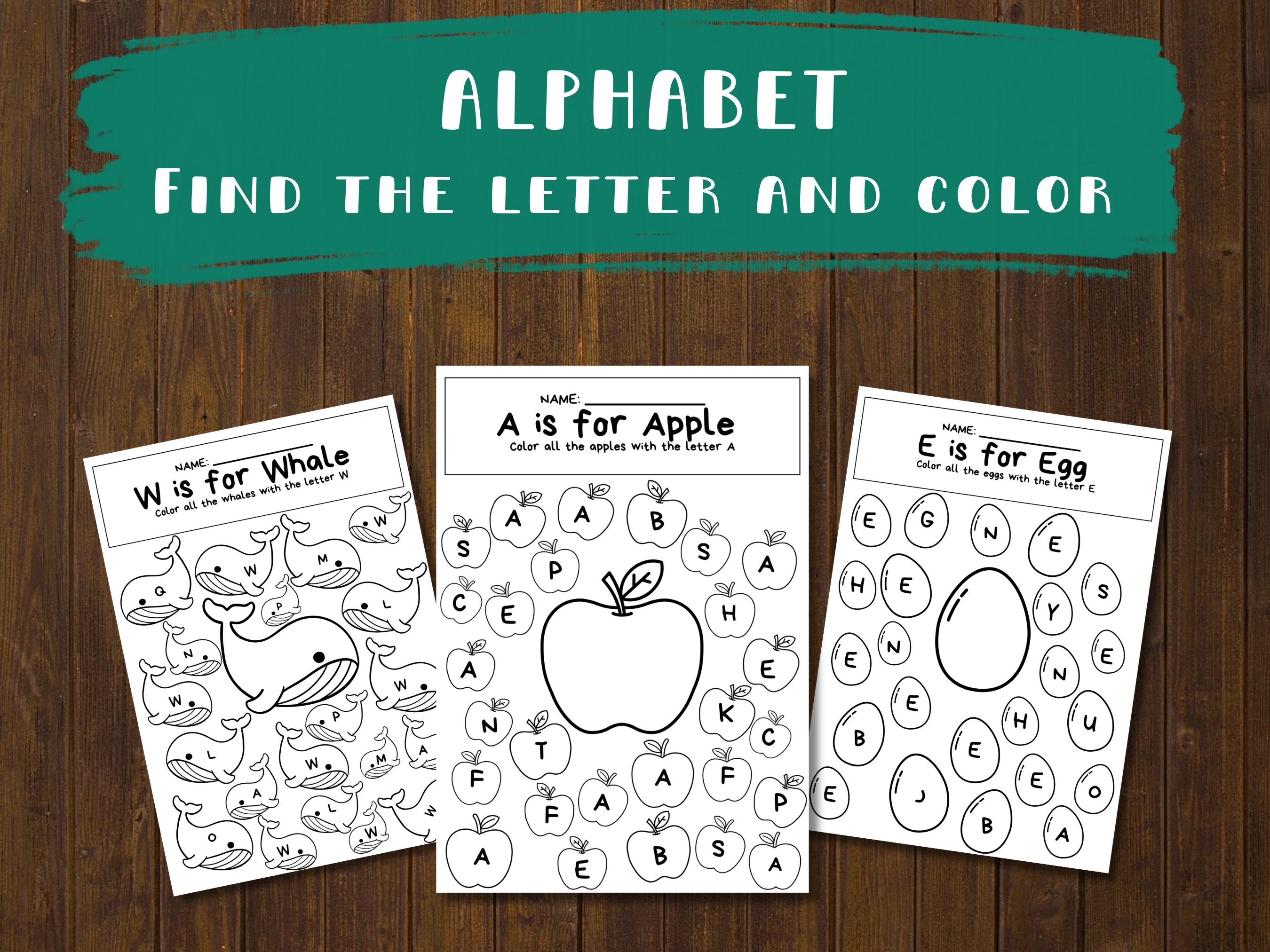 26 Printable Alphabet Worksheets | Find and Color the Correct Letter on ...