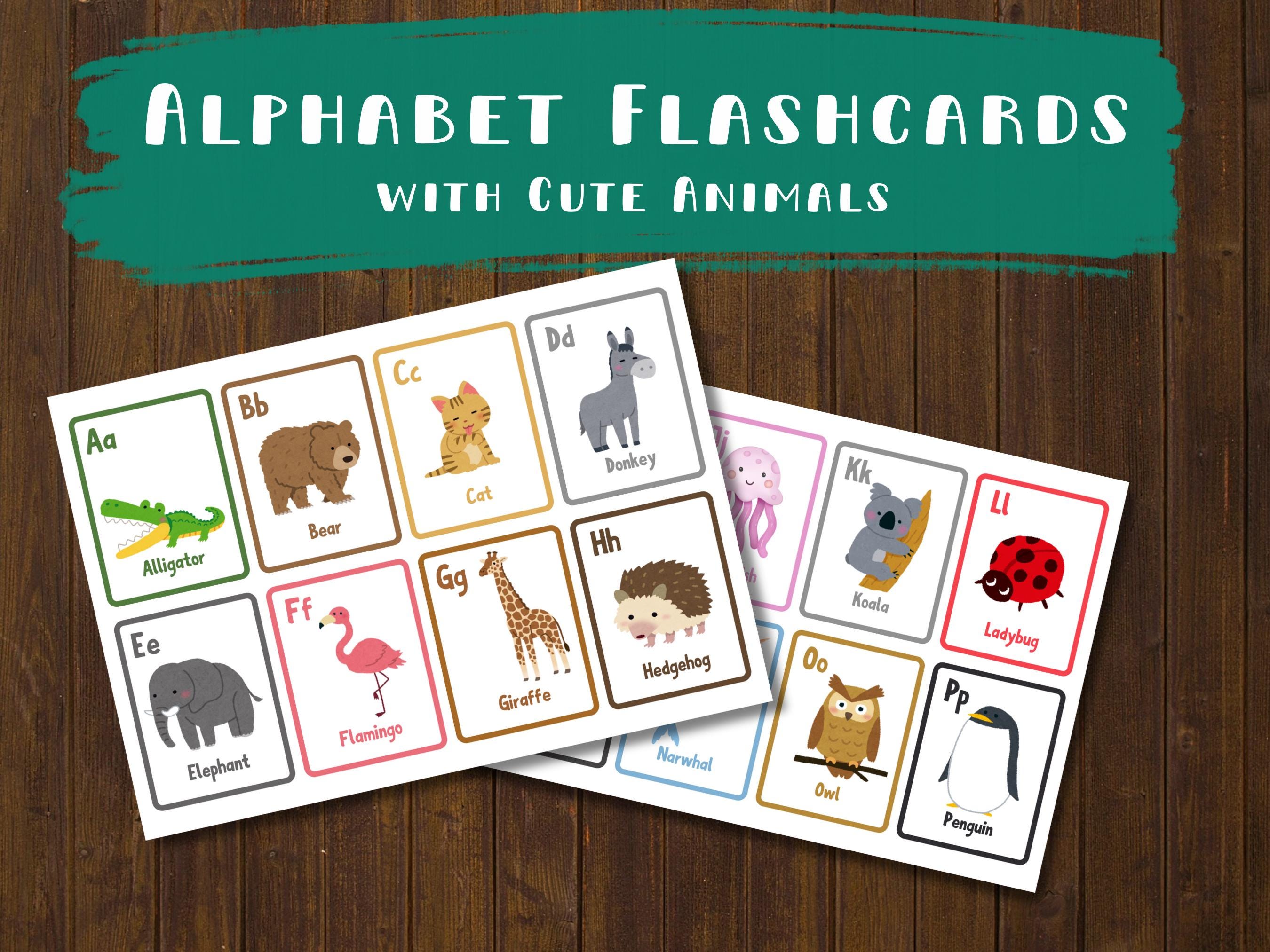 A-Z Alphabet Flashcards for Kids – Cute Animal Learning Cards With ...