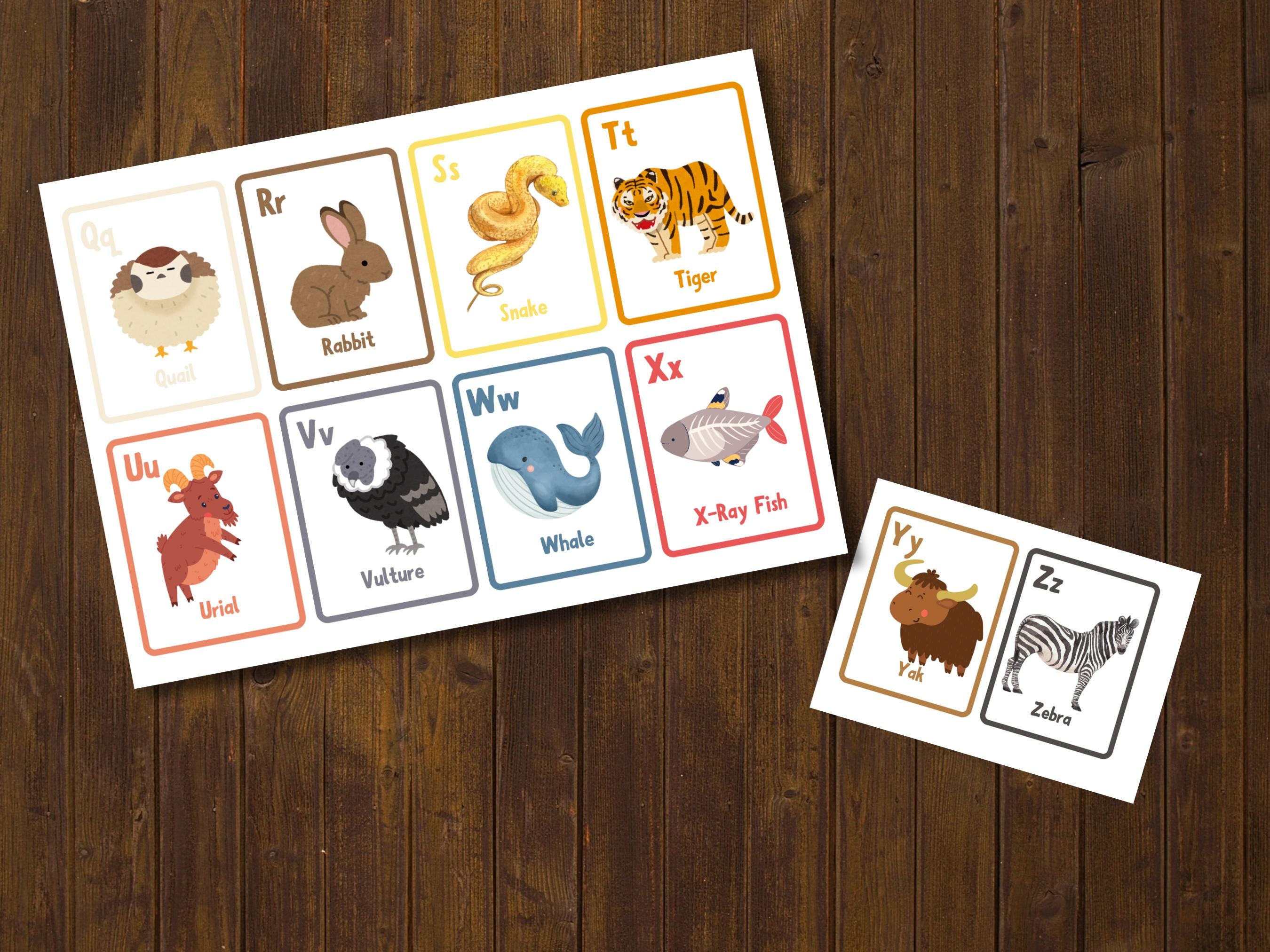 A-Z Alphabet Flashcards for Kids – Cute Animal Learning Cards With ...