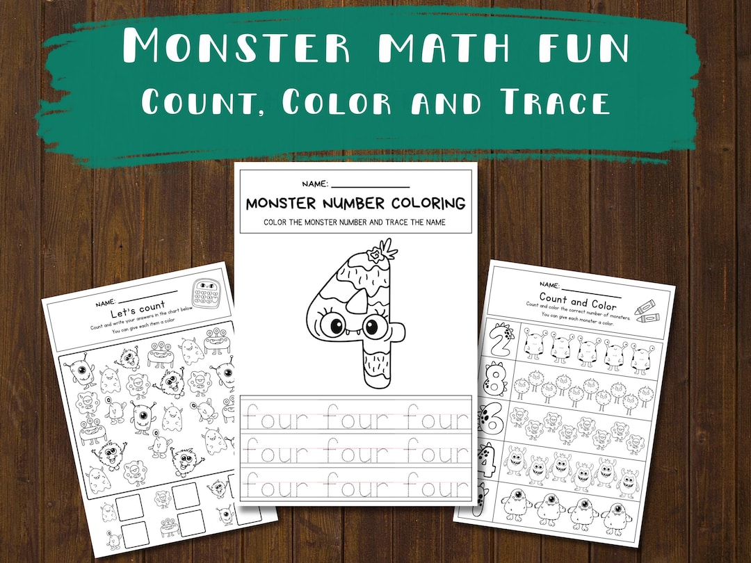 Monster Math Worksheets, Preschool Number Tracing Activities, Count and ...