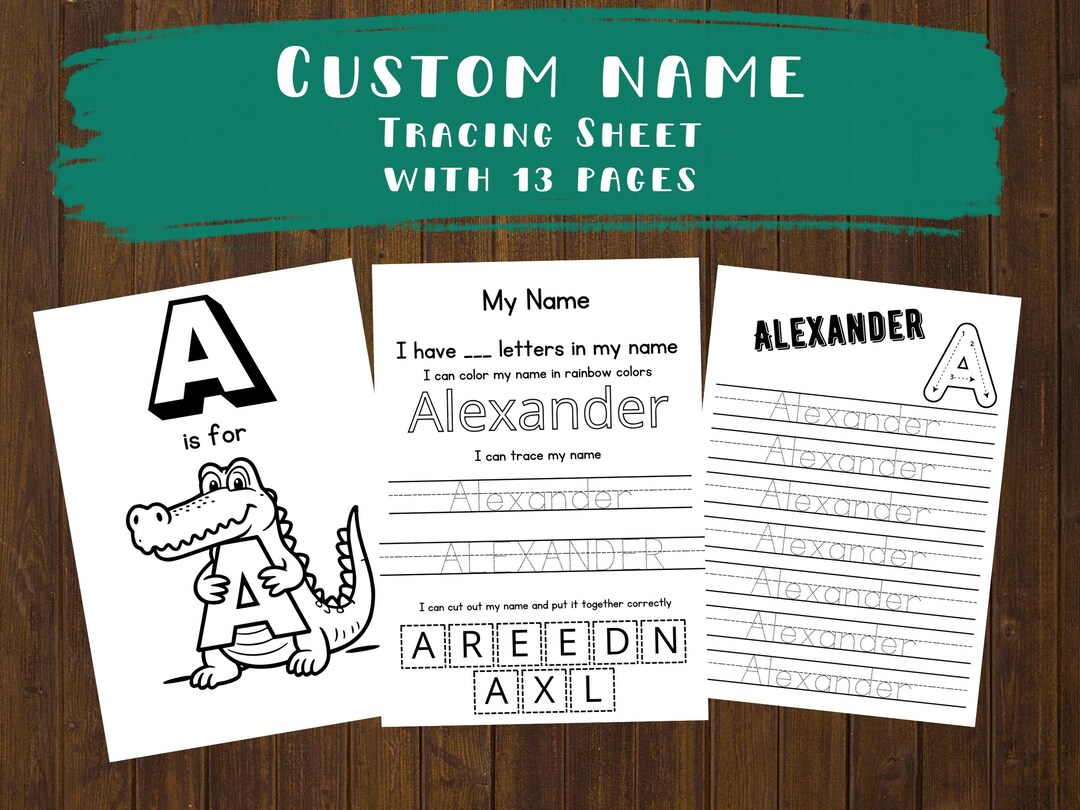 Personalized Name Tracing Pages for Kids, Handwriting Practice Sheets ...