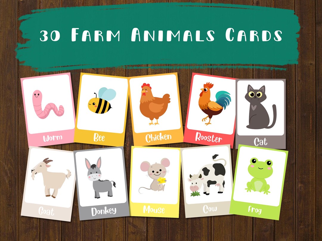30 Farm Animal Flashcards for Kids – Fun, Colorful Educational Cards in ...