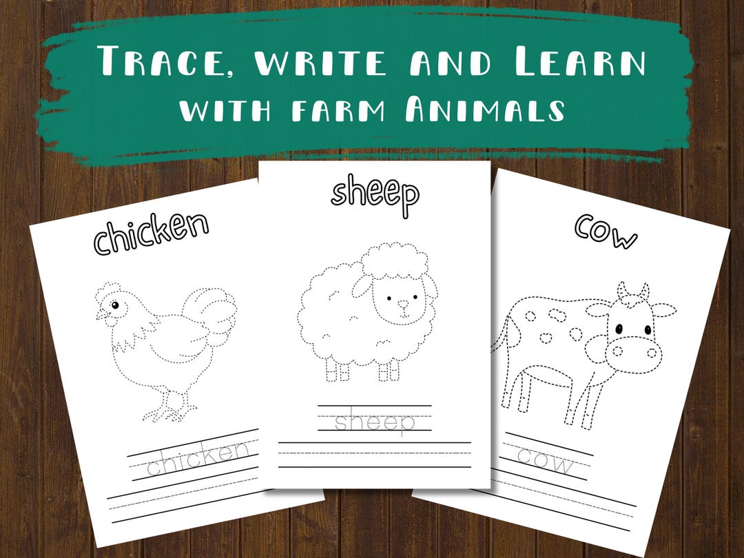 Trace and Learn Farm Animals for Preschool Kids – 20 Fun Pages to Trace ...