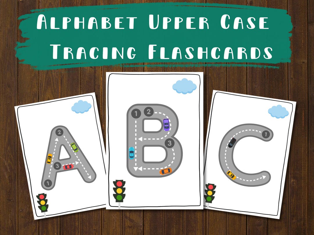 Letter Tracing Flashcards – Uppercase Road Letters for Fun Alphabet ...