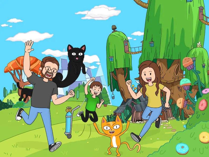 Adventure Time Cartoon Portrait | Digital Family Portrait Illustration ...