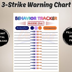 Behavior Chart, Behavior Tracker, Kids Behavior Management, 3 Strikes ...