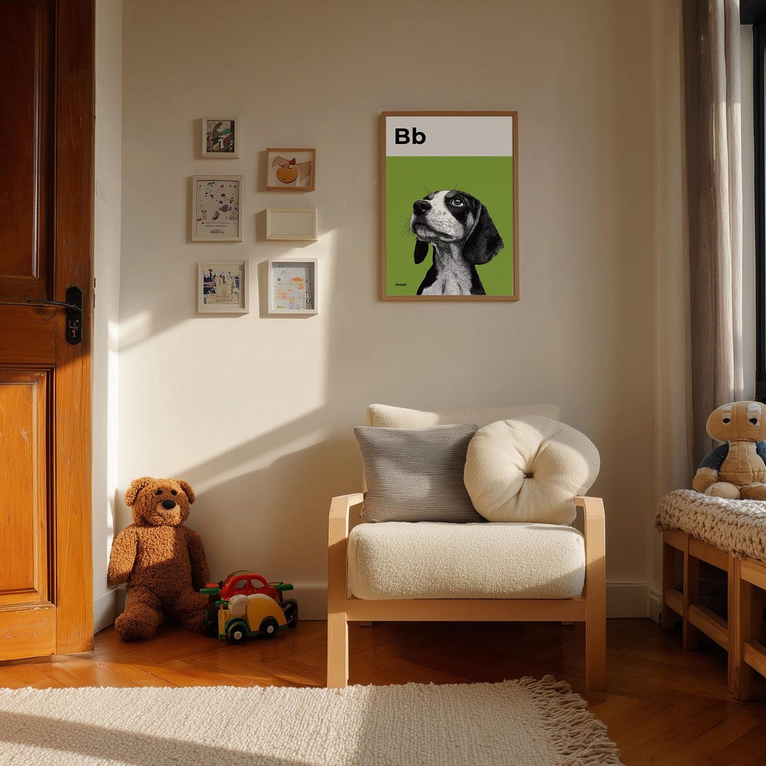 Dog Breed Alphabet Poster: A-Z Printable Wall Art, Beagle (digital ...