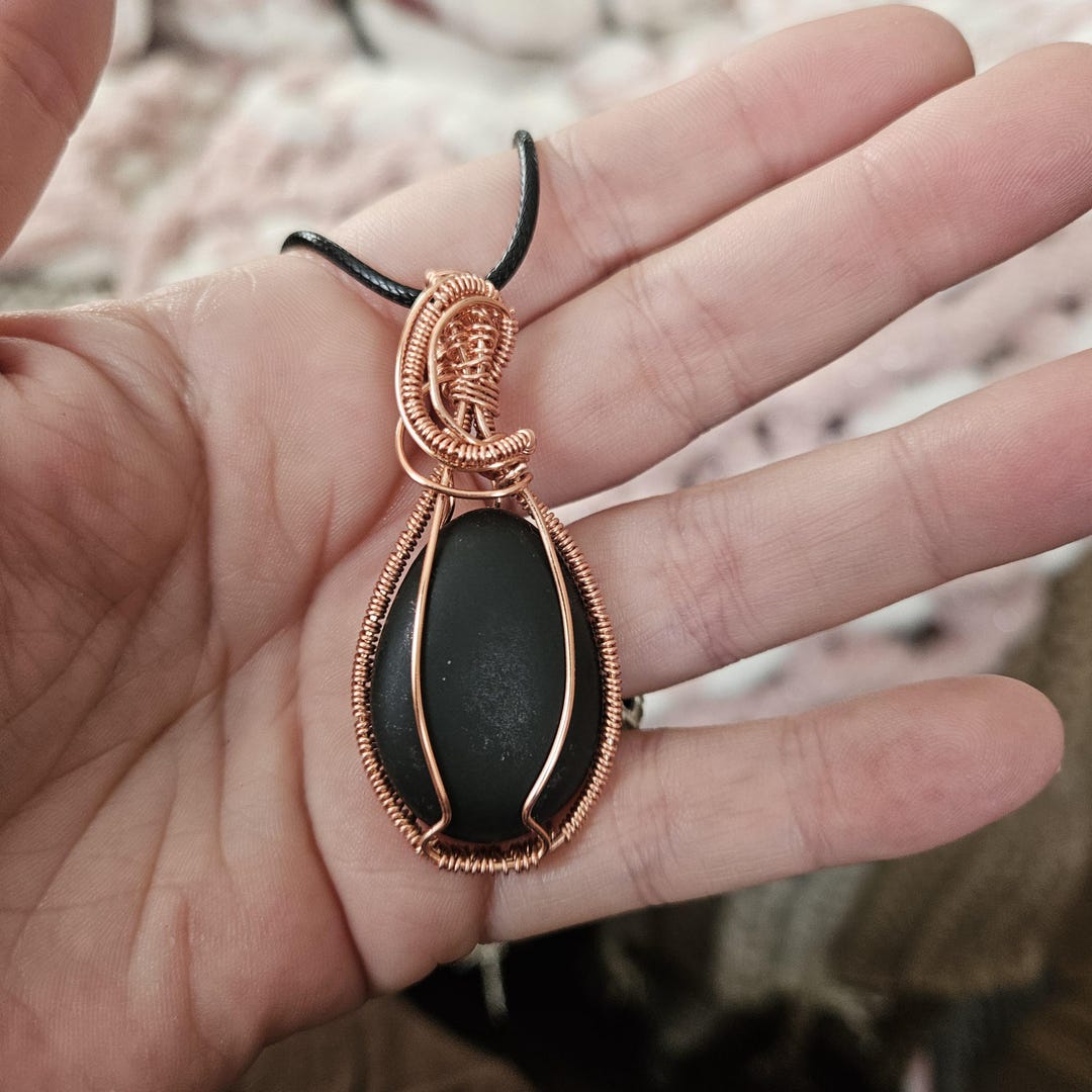 Black Stone Cooper Wire Wrap - Etsy