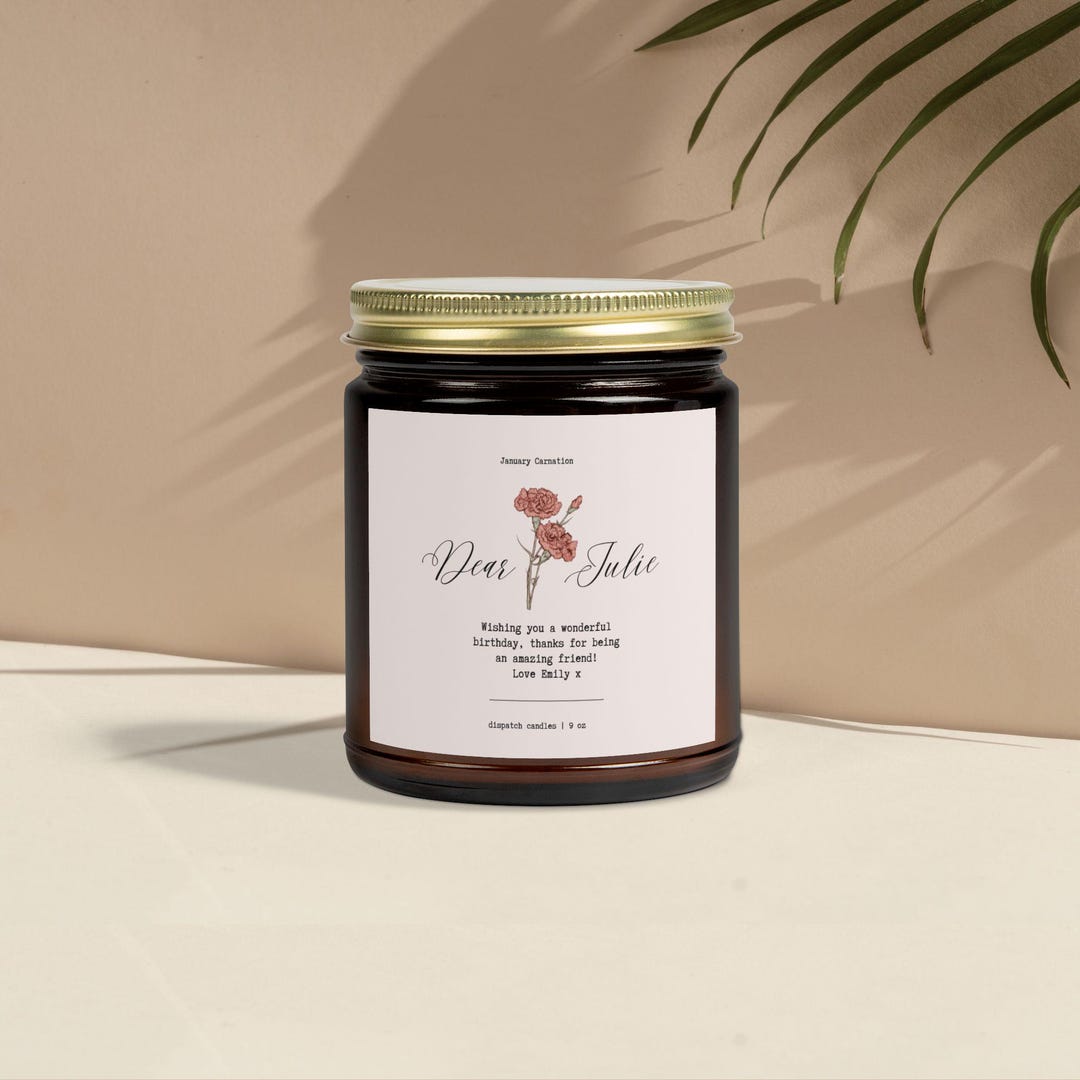 Personalized Birth Flower Gift Candle Special Birthday Present for Her ...