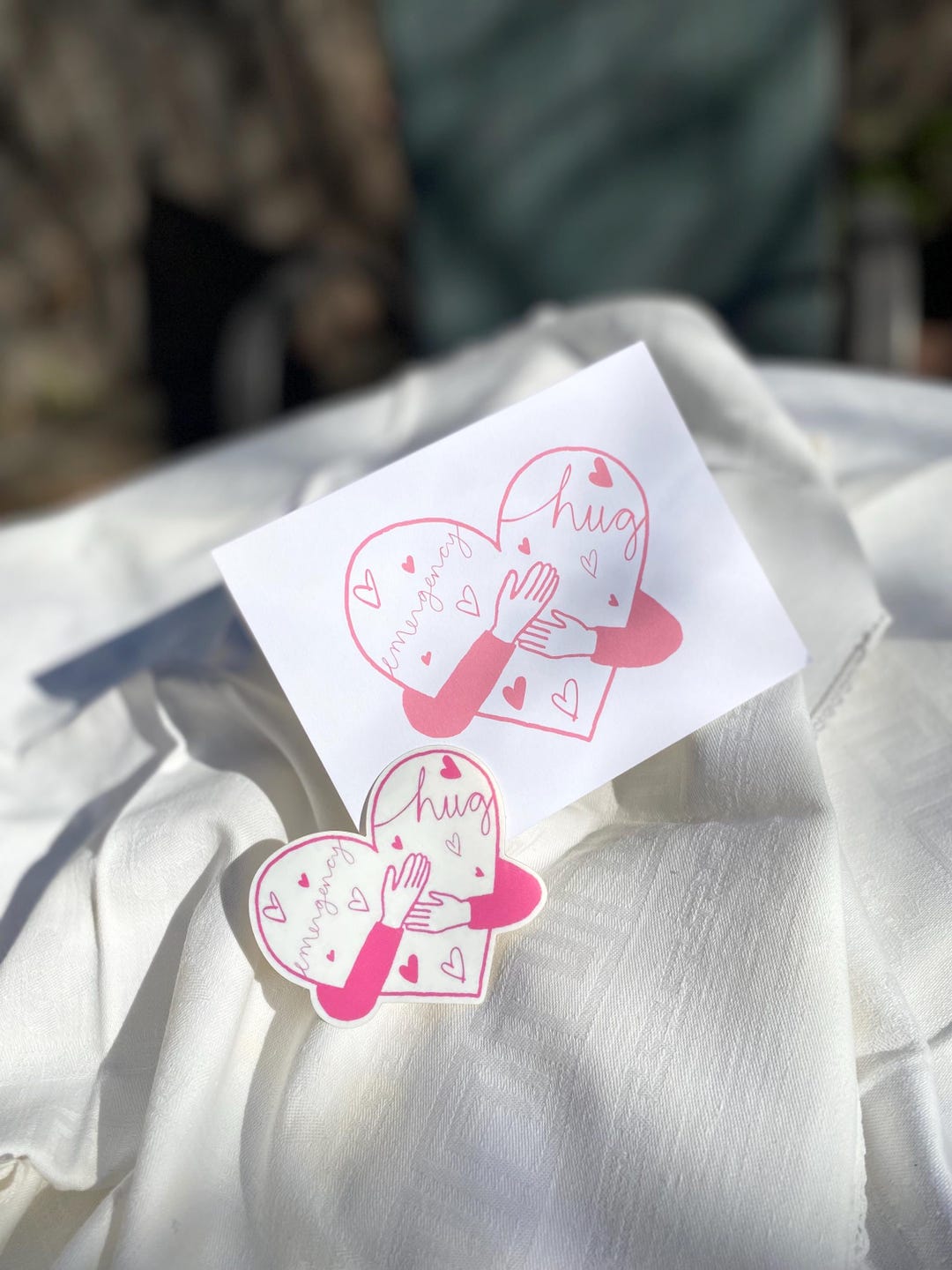 Emergency Hug Sticker + Card BUNDLE | Mental Health Gift | Supportive ...