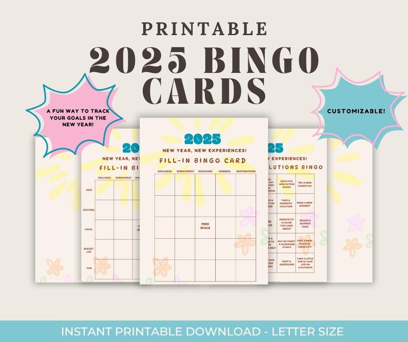2025 Wellness Resolutions Bingo Card Bundle - Etsy