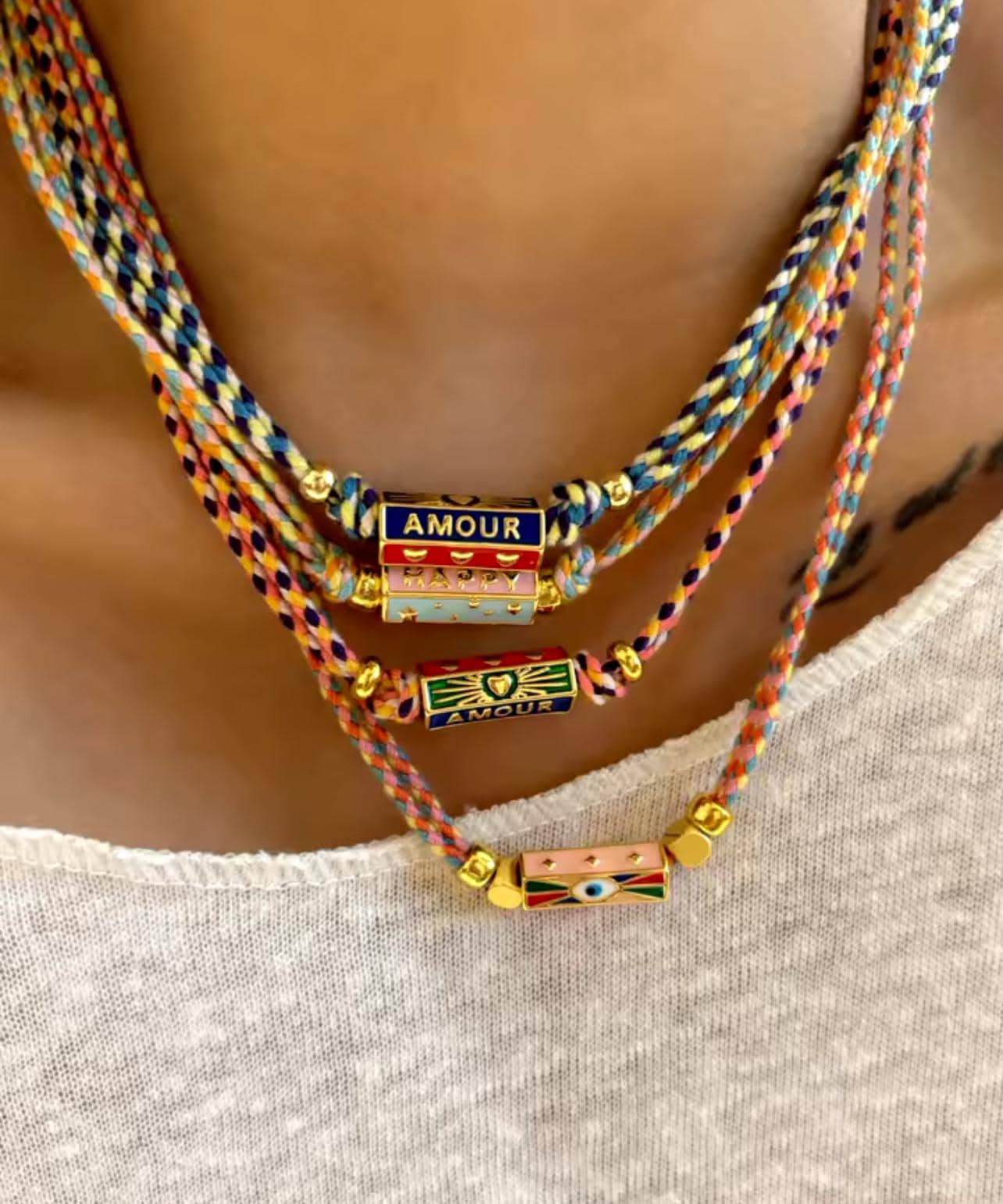 Tribal Style Handmade Braided Rope Pendant Necklace With Letter Charms ...