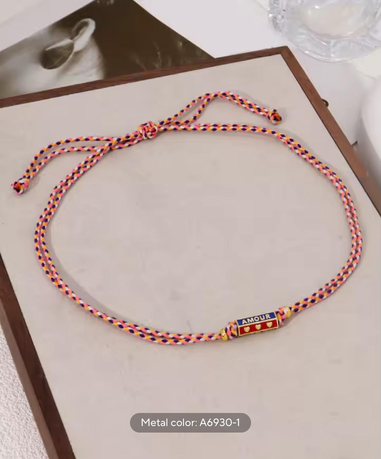 Tribal Style Handmade Braided Rope Pendant Necklace With Letter Charms ...