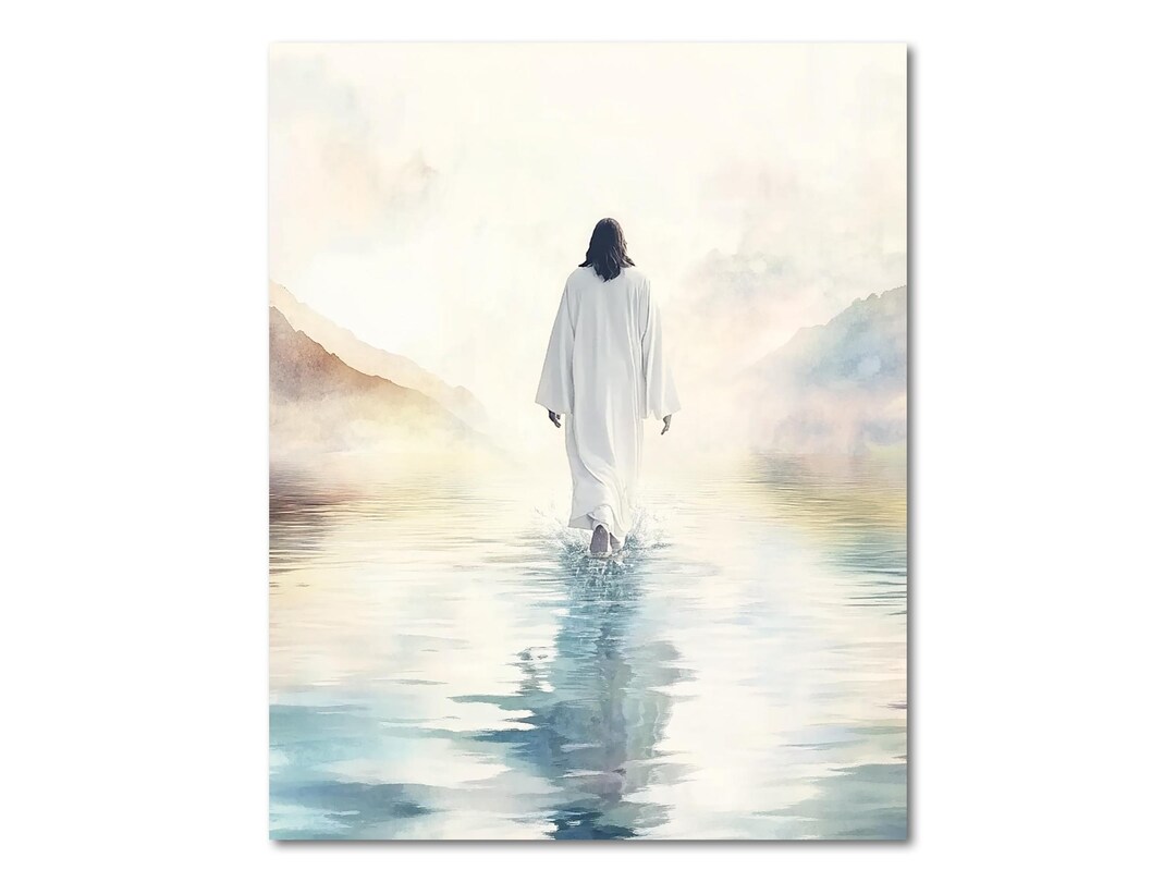 Jesus Walking on Water Poster, Christian Gift, Digital Art, Instant ...