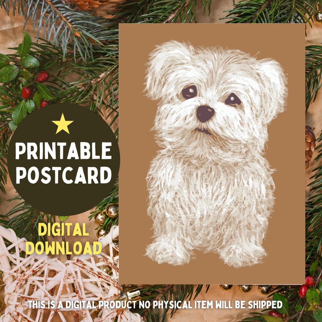 Printable Card Puppy Card Cute Dog Illust Card Printable Card Digital ...