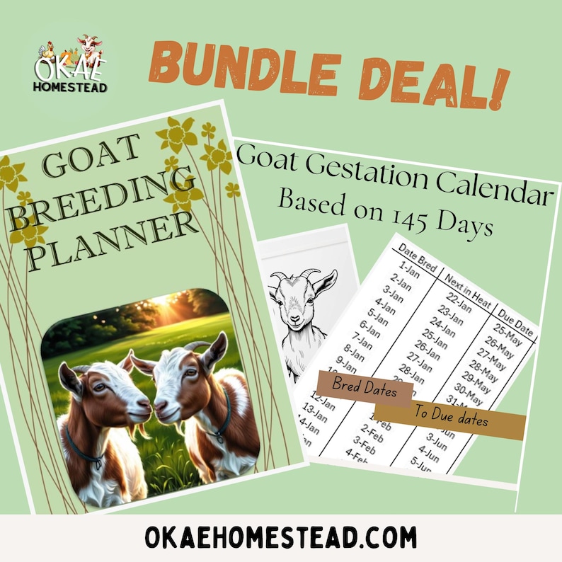 Printable Bundle - Goat Breeding Planner & 145 Day Gestation Calendar ...