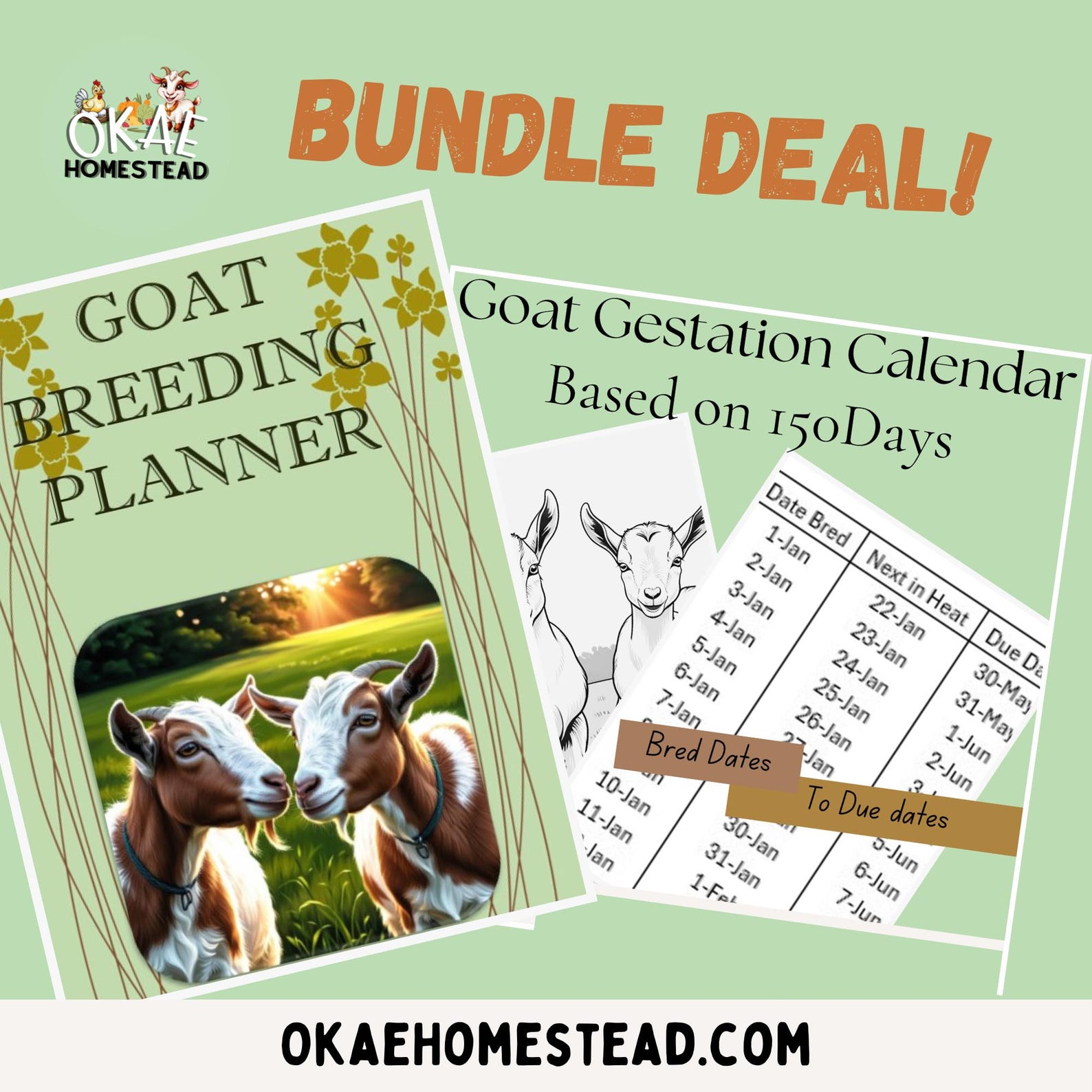 Printable Bundle - Goat Breeding Planner & 150 Day Gestation Calendar ...