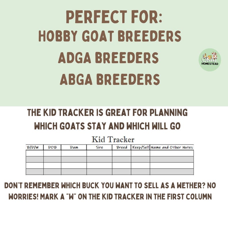 Printable Bundle - Goat Breeding Planner & 150 Day Gestation Calendar ...