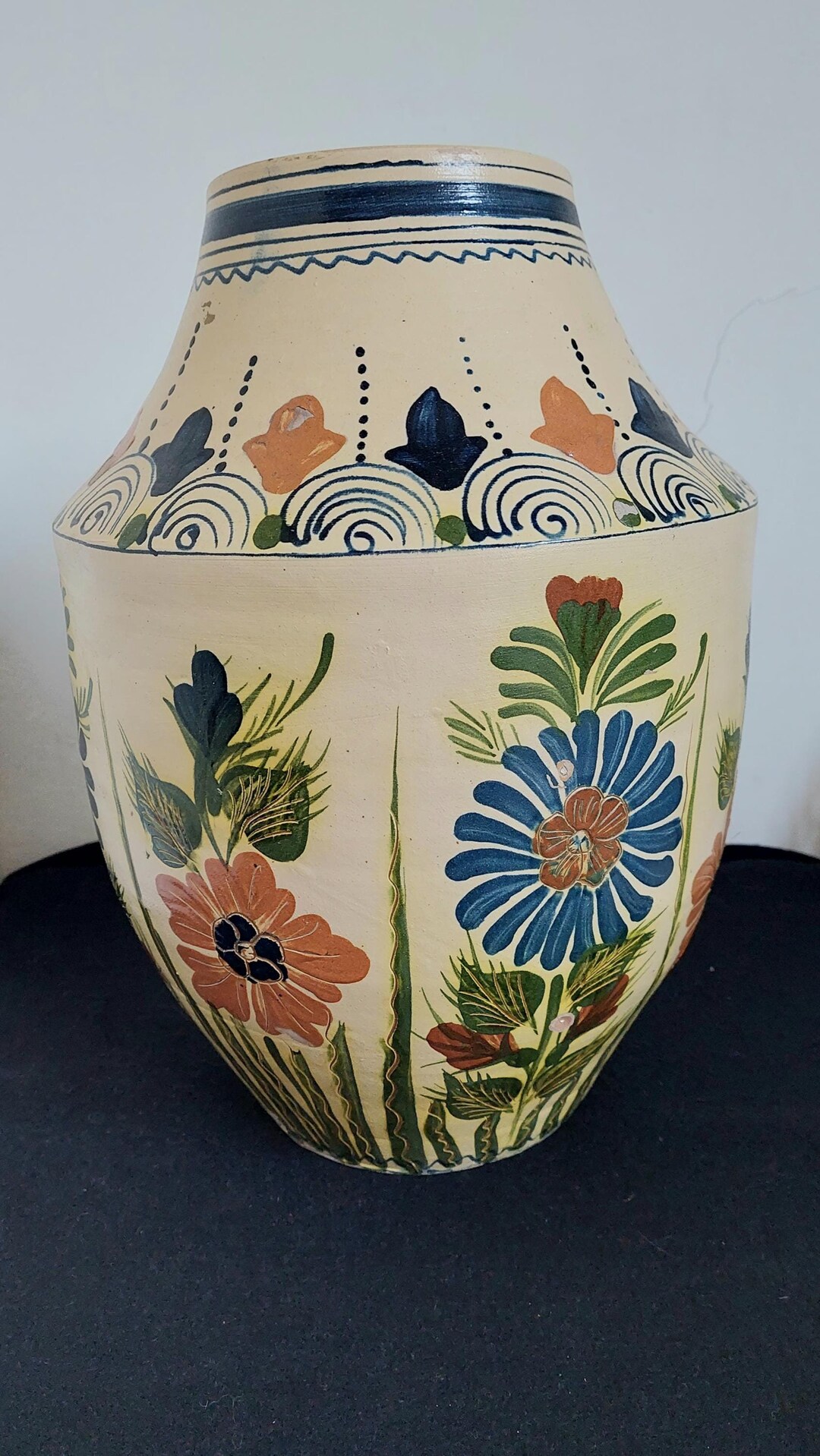 Art Deco Extra Large Hungarian Korond Hand Painted Slip Glaze Pottery ...