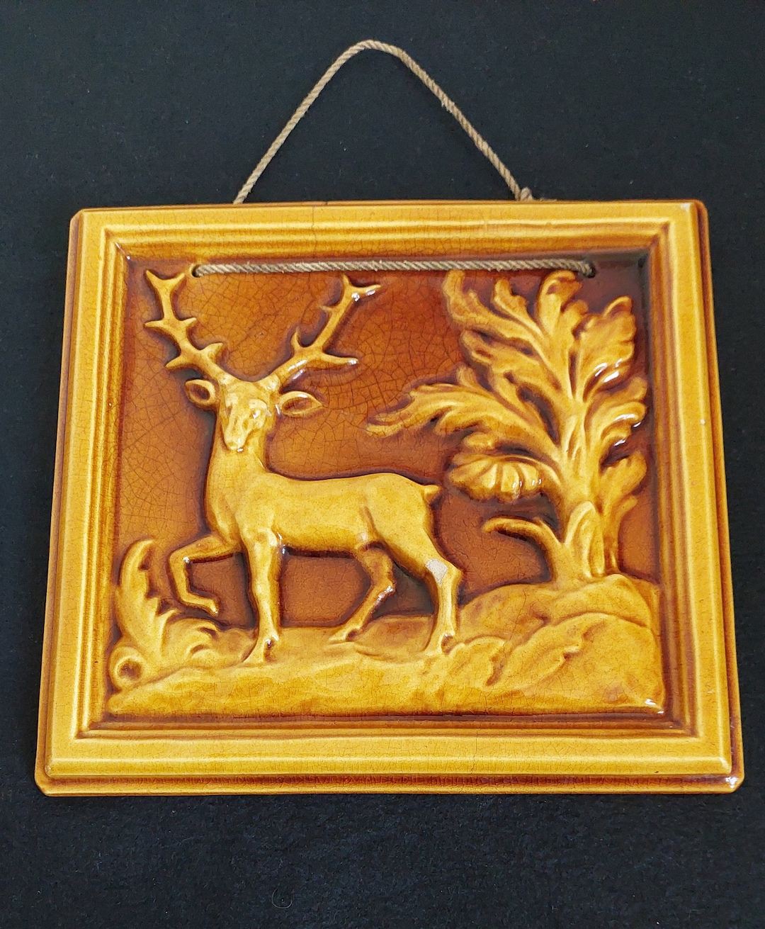Stag Hungarian Glazed Pottery Stove Tile - Etsy