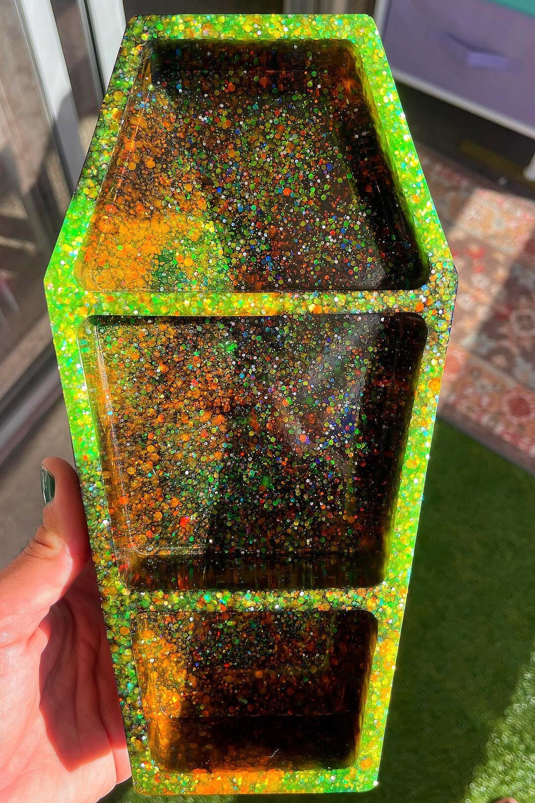 Glow in the Dark Coffin Tray | Black, Green & Orange Sparkly Goth Home ...