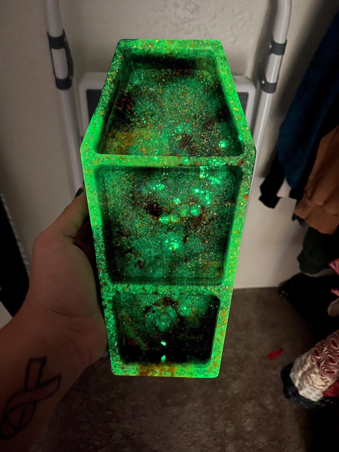 Glow in the Dark Coffin Tray | Black, Green & Orange Sparkly Goth Home ...