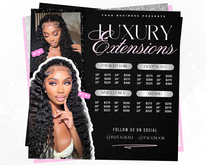 Hair Pricing Flyer - Hair Price List Template - Hair Service Pricing ...