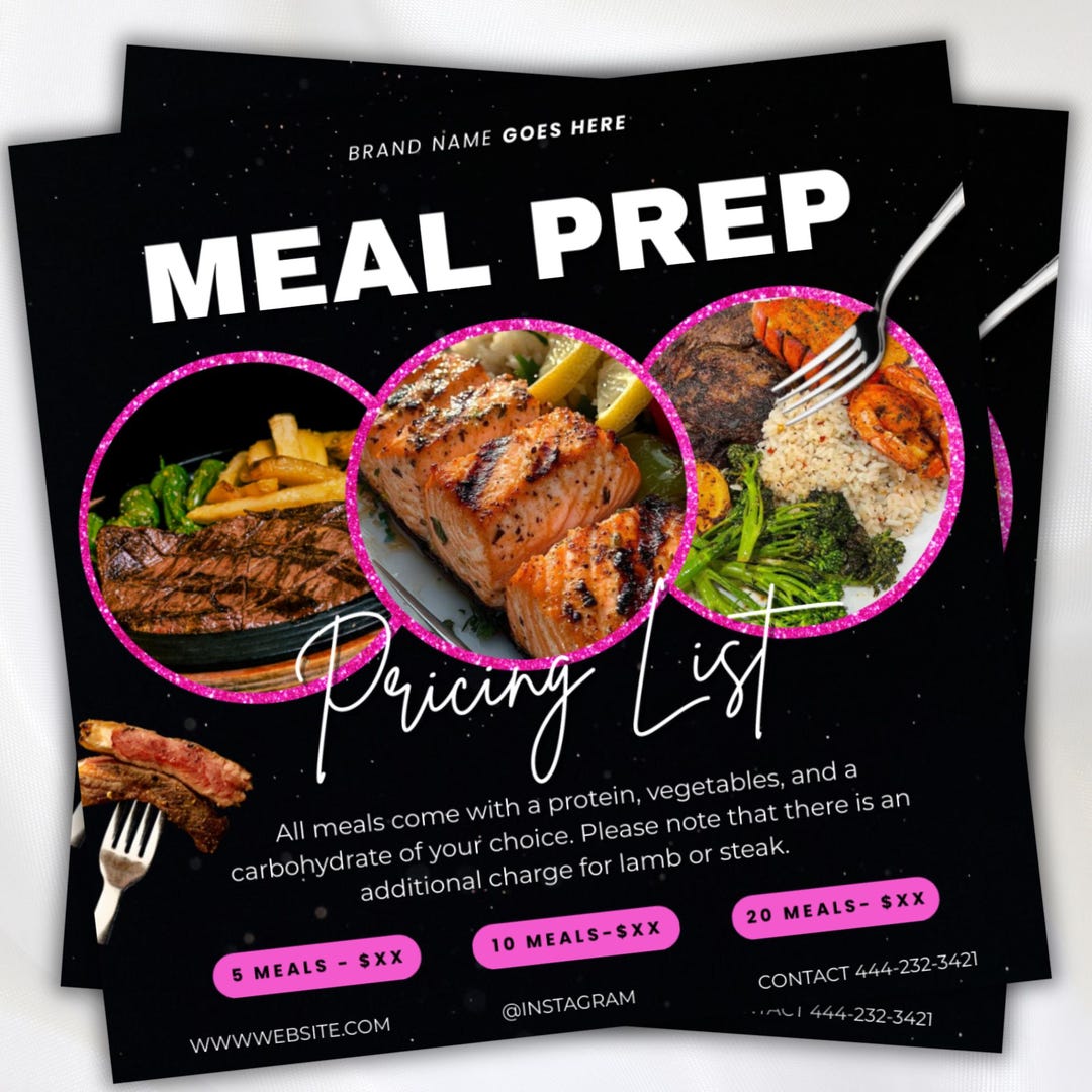 Meal Prep Flyer - Pink Meal Prep Canva Template - Meal Prep Business ...