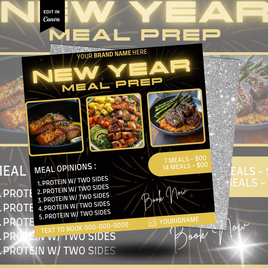 Meal Prep Flyer - New Year Meal Prep Canva Template - Meal Prep ...