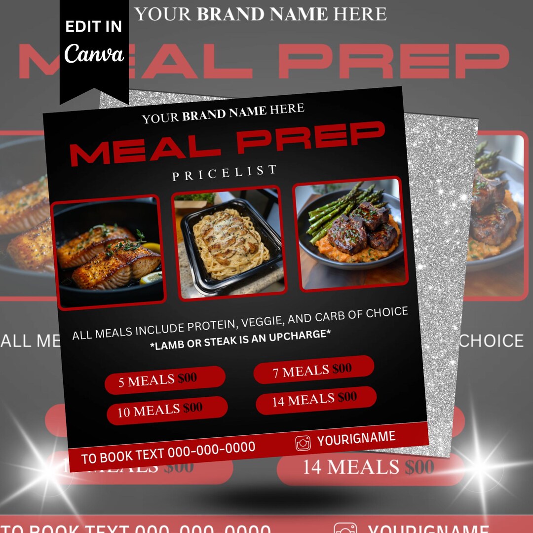 Red Meal Prep Flyer Template: Customizable Canva Design - Etsy