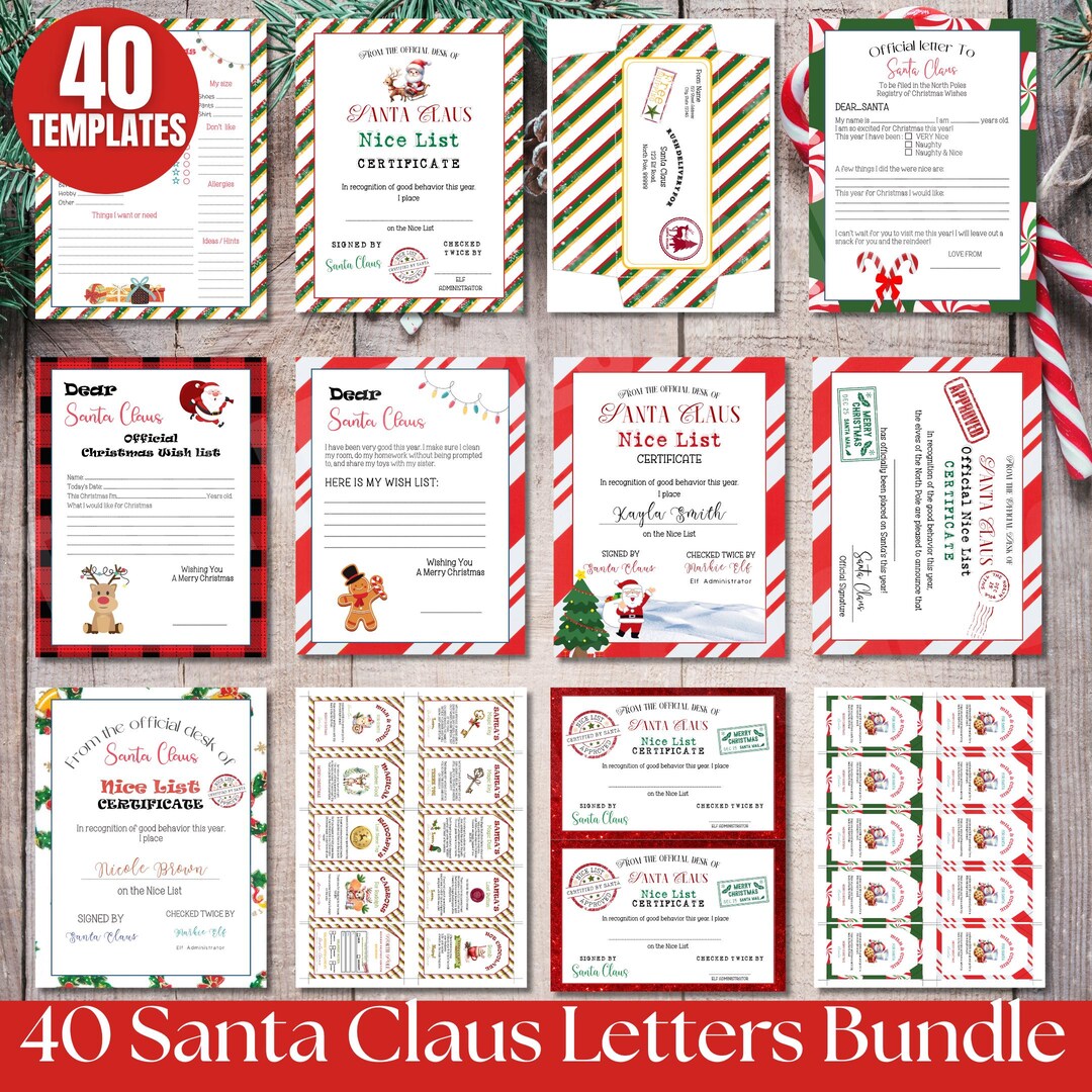 40 Santa Claus Letter Templates Bundle | Editable Christmas Letter Pack ...