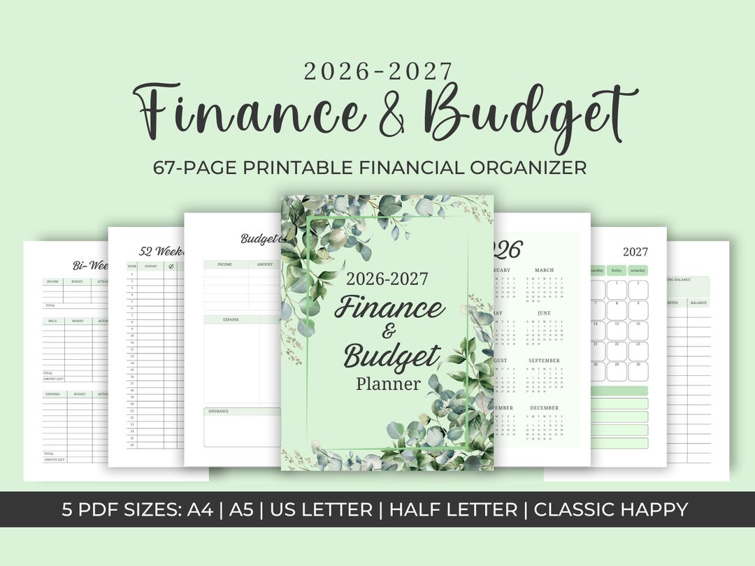 2026-2027 Budget Planner PDF | 67 Page Financial Organizer - Etsy