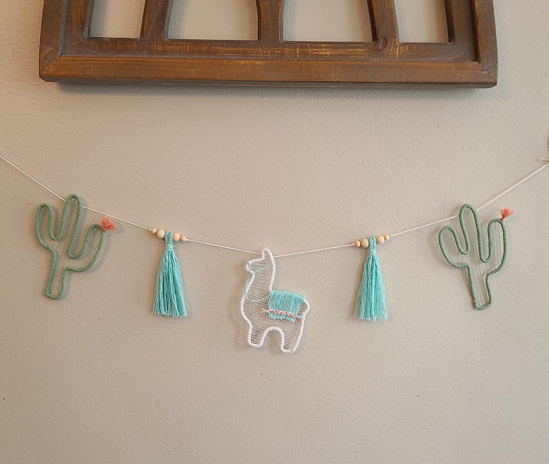 Llama Cactus Garland With Tassels – Whimsical Nursery & Party Decor - Etsy