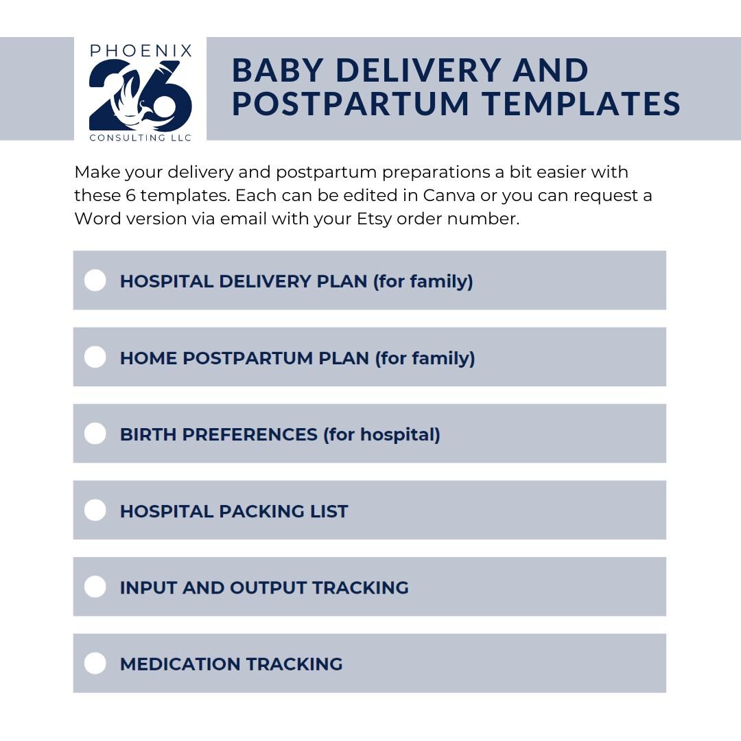 Simple Delivery and Postpartum Templates - Etsy