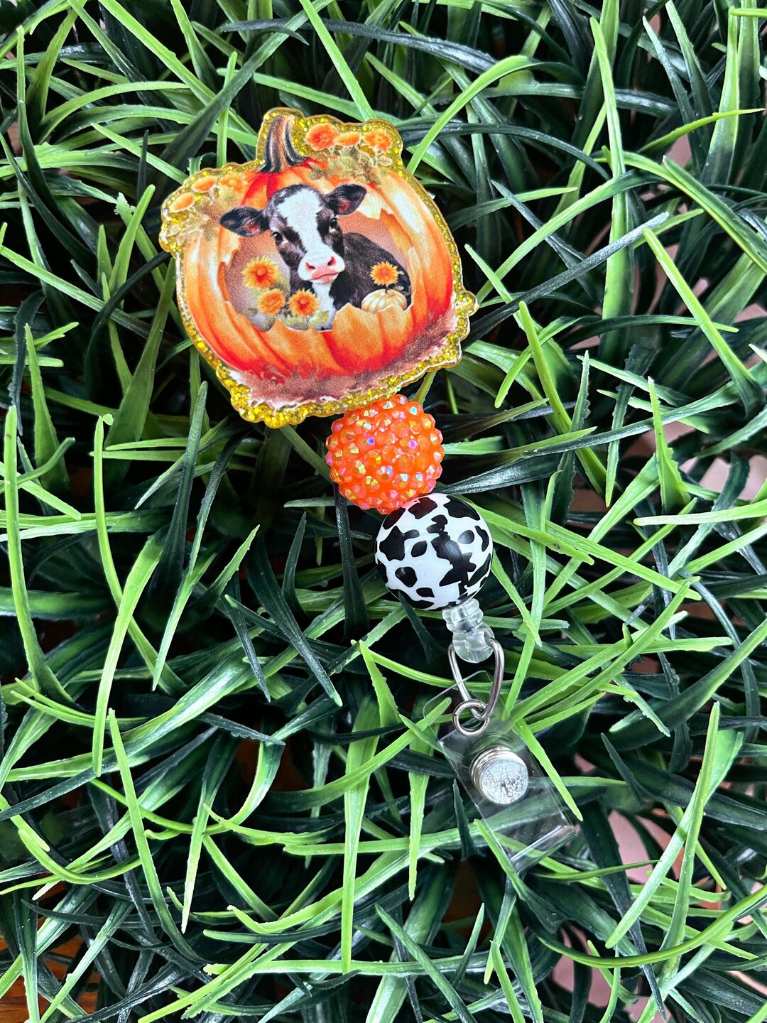 Fall Badge Reel - Thanksgiving Badge Holder- Cow Badge Reel - Etsy