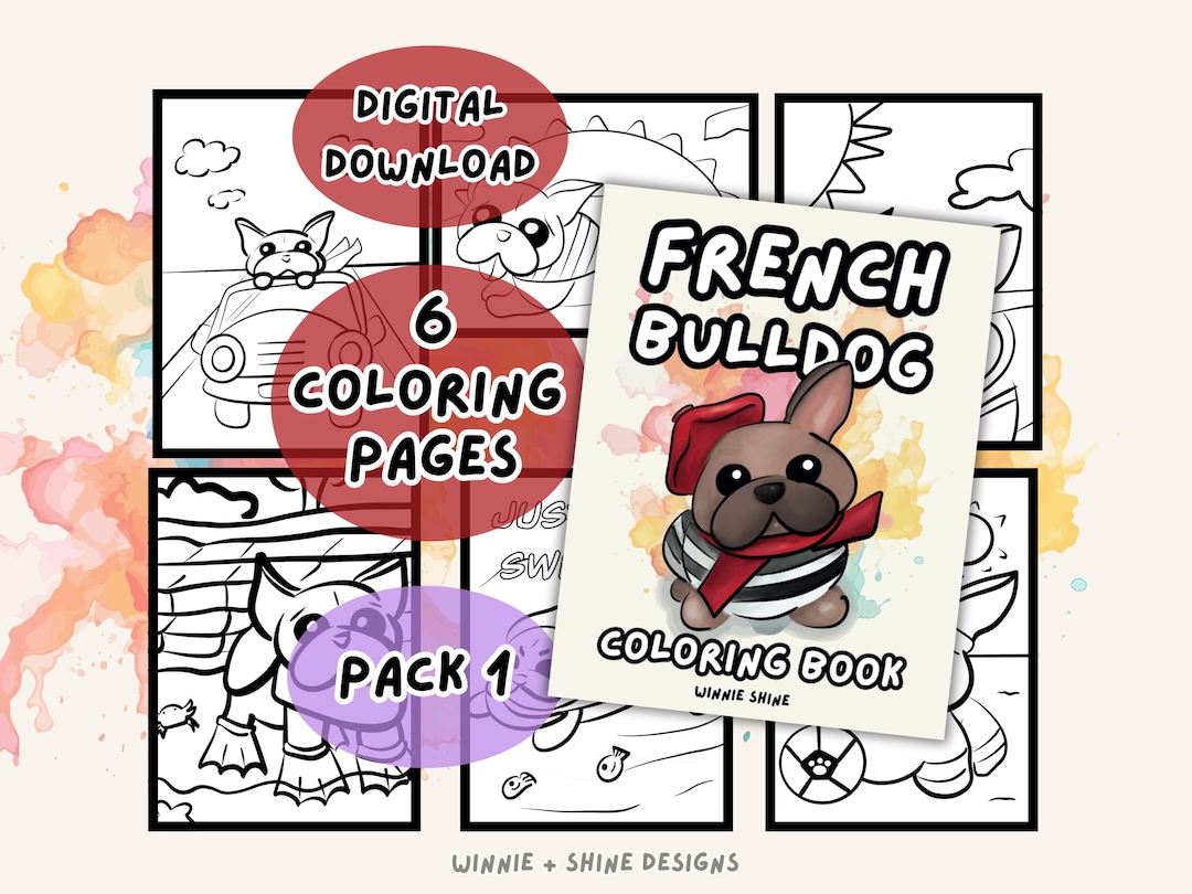 French Bulldog Coloring Book - Digital Download PACK 1: Cute and Simple ...