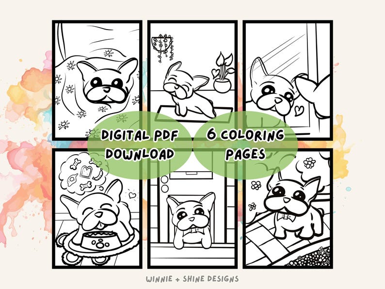 Frenchie Moments Coloring Book - Digital Download Pack 1: Cute and ...