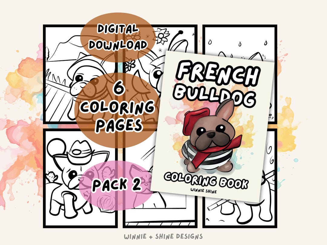 French Bulldog Coloring Book - Digital Download PACK 2: Cute and Simple ...