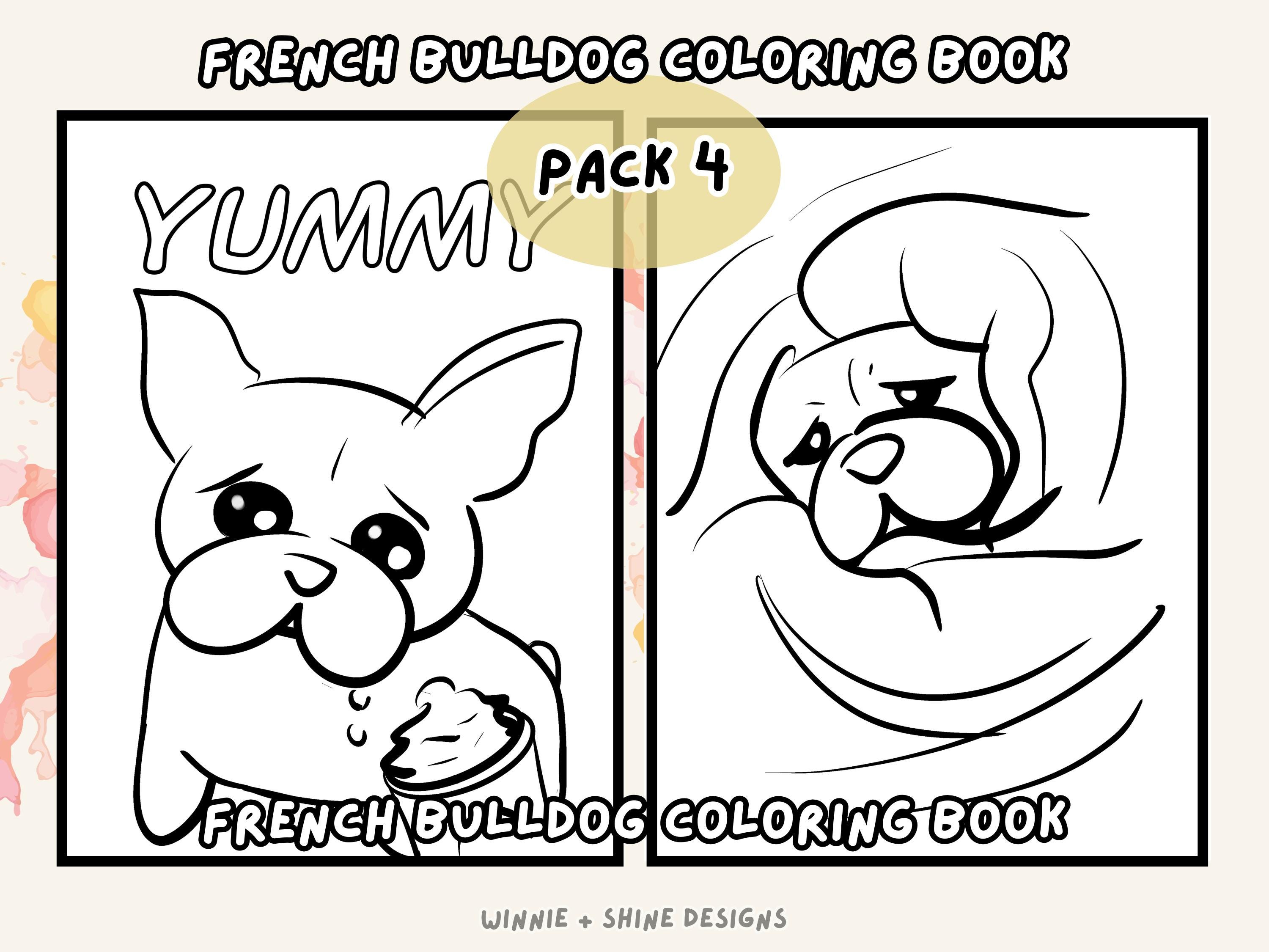 French Bulldog Coloring Book Digital Download PACK 4: Cute and Simple ...
