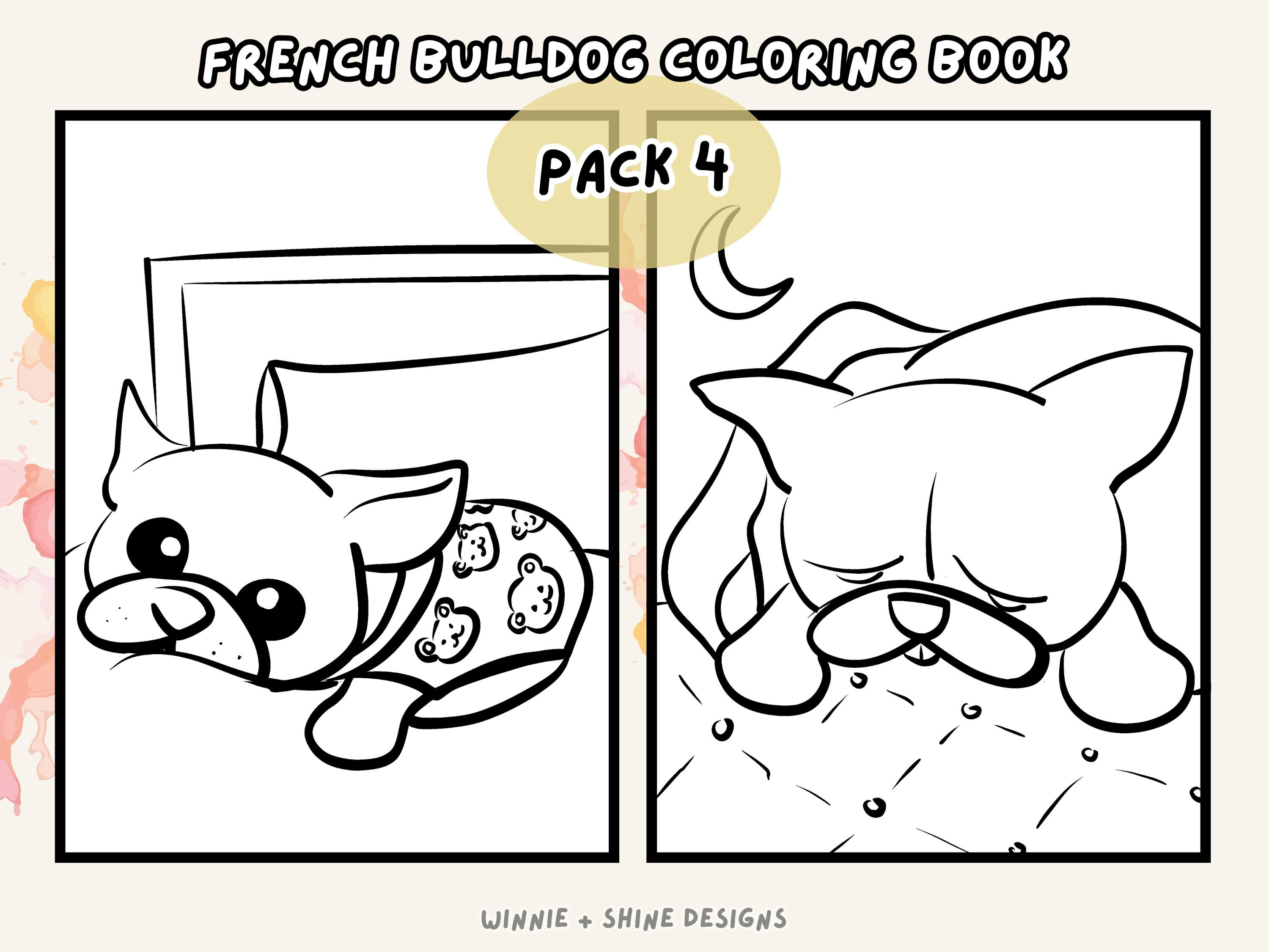 French Bulldog Coloring Book - Digital Download PACK 4: Cute and Simple ...