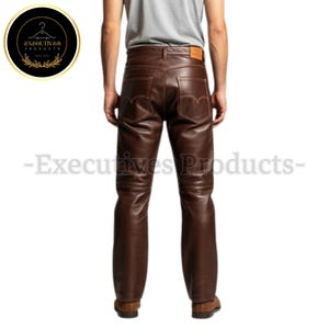 Durable Street-wear Brown Rustic Rogue Pants - Handcrafted Full-grain ...