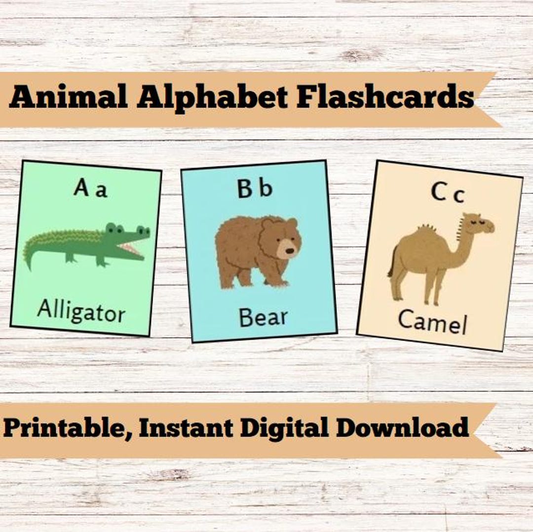 Animal Alphabet Flashcards A-Z, Printable, Instant Digital Download - Etsy