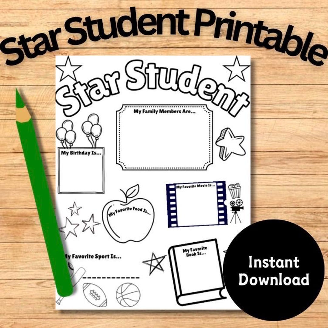 Star Student Coloring Sheet, Star Student Printable for Kids - Etsy