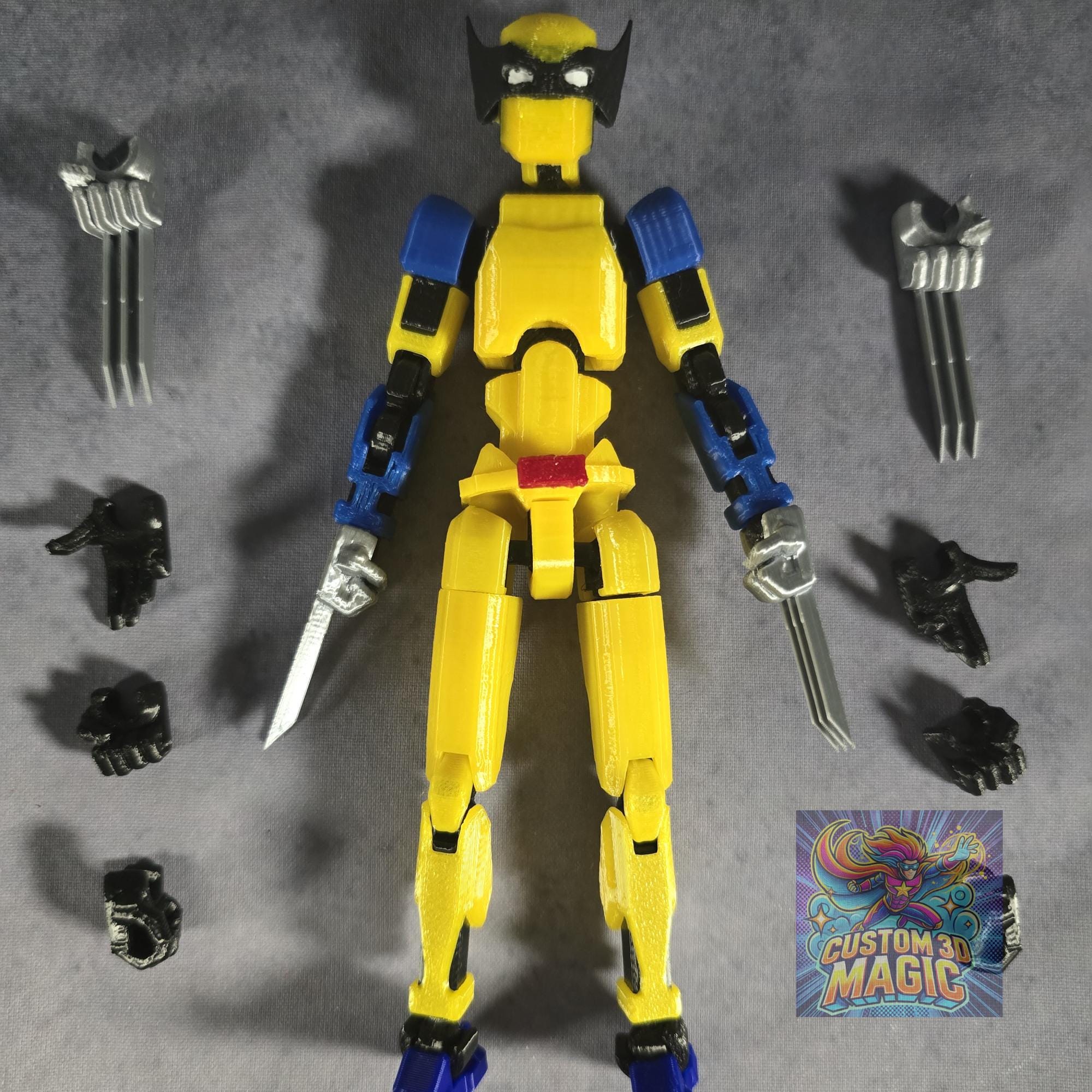 Fully Articulated 3D Printed Wolverine Figure - Interchangeable Hands ...