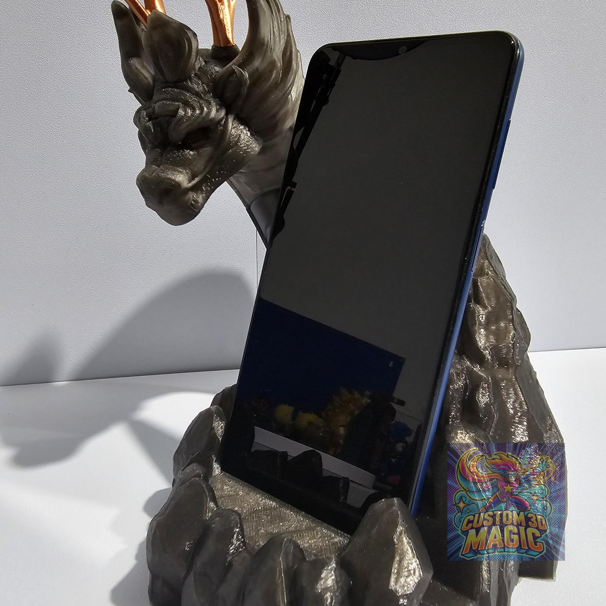 3D Printed Dragon Phone Holder, Fantasy Desk Decor - Etsy